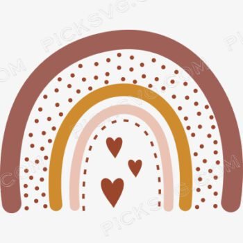Boho Rainbow Three Heart And Dot Svg Free