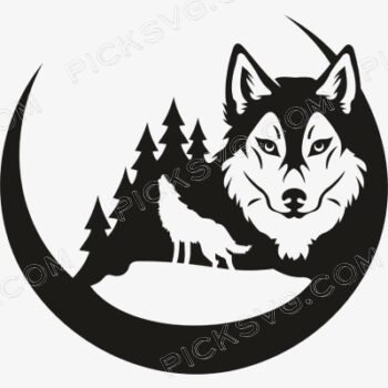 Howling Wolf With Moon Svg - Digital Download Free