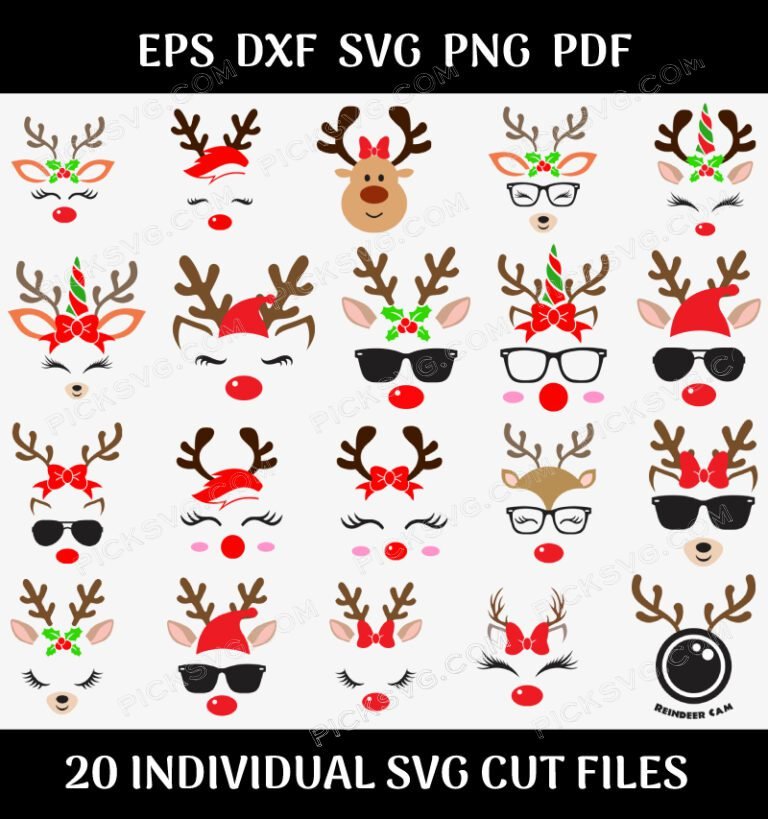 Reindeer Bundle Svg - File for Cricut | PickSVG